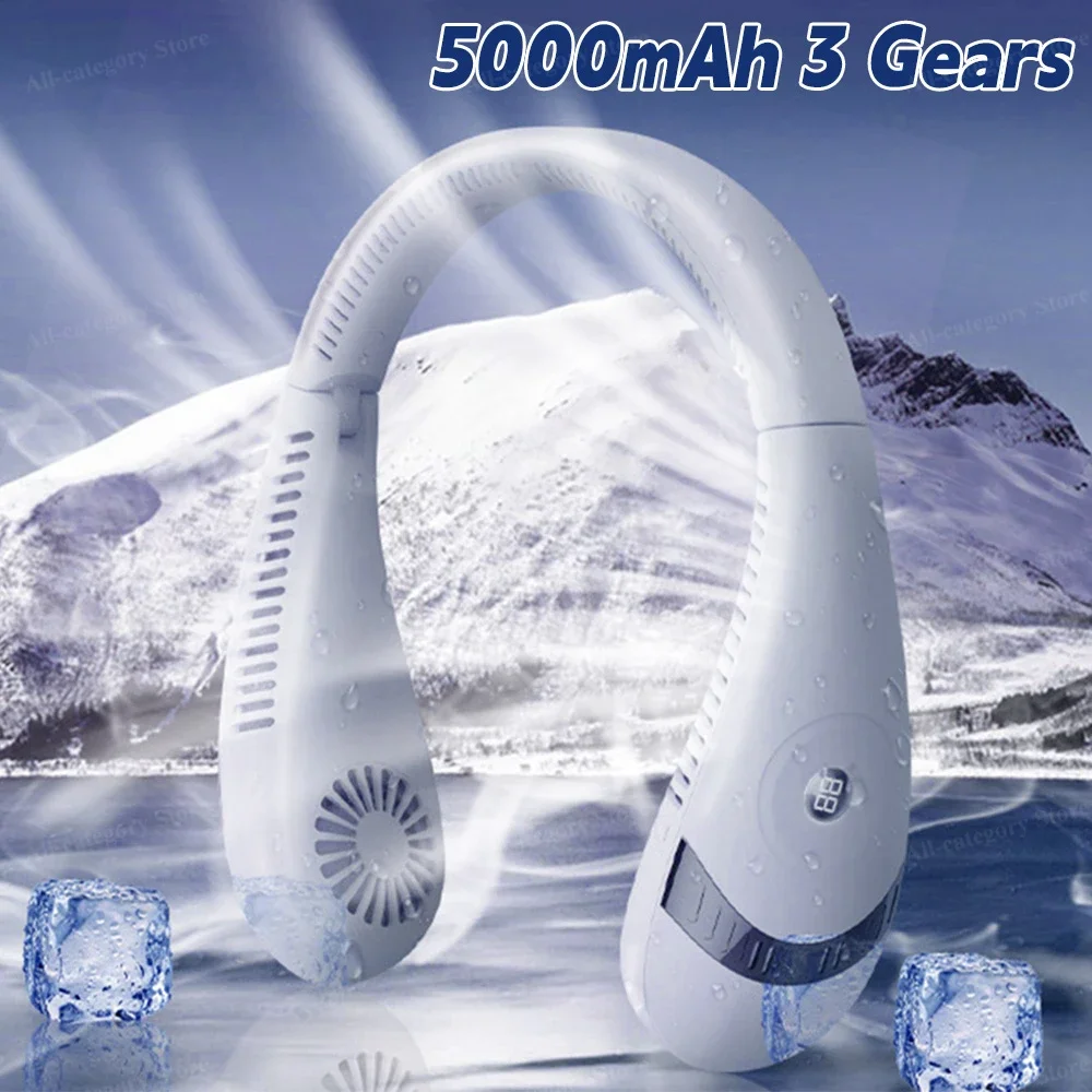 Bladeless-Small-Neck-Fan-Digital-Display-Foldable-Hanging-Neck-Fan-USB ...