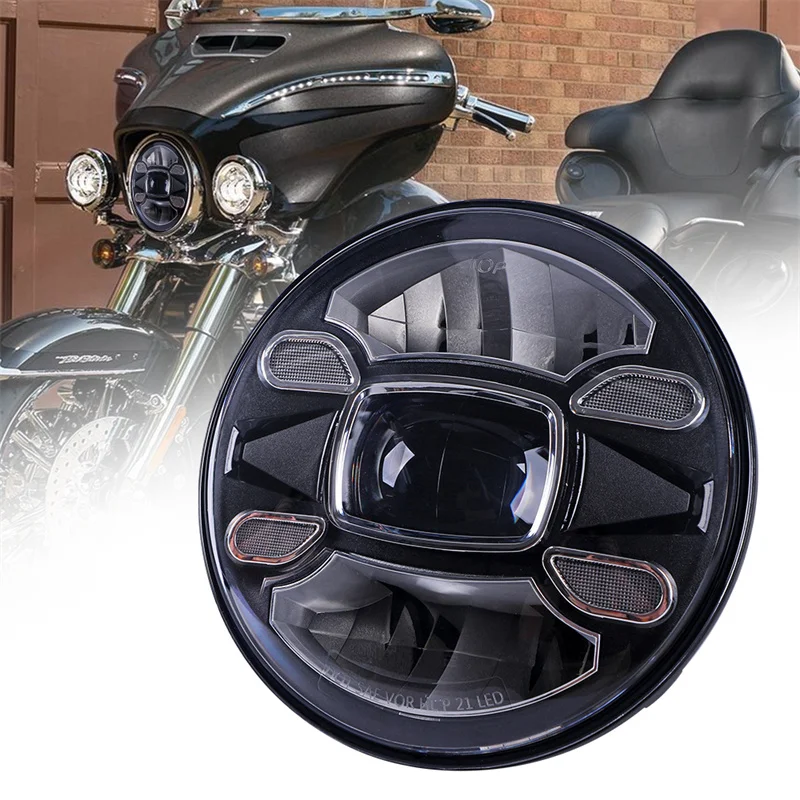 7 Inch LED Headlight H4 For Harley Davidsion Softail Slim Fat Boy 7 ...