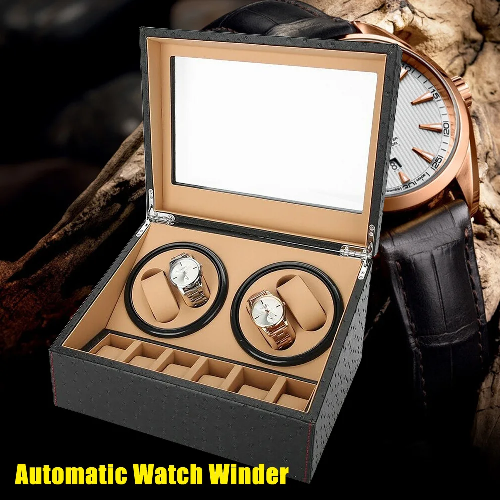 4-6-Watch-Winder-Storage-Display-Case-Automatic-Rotation-Organizer-Box ...