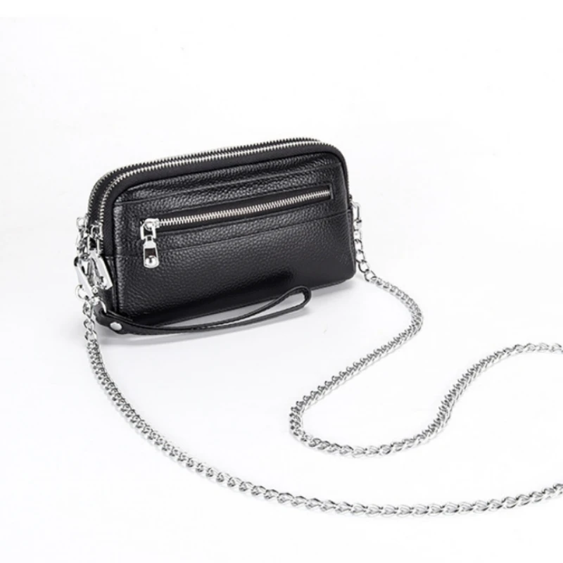 Genuine Leather Women Clutch Purse Chain Crossbody Bag for Ladies Coin ...
