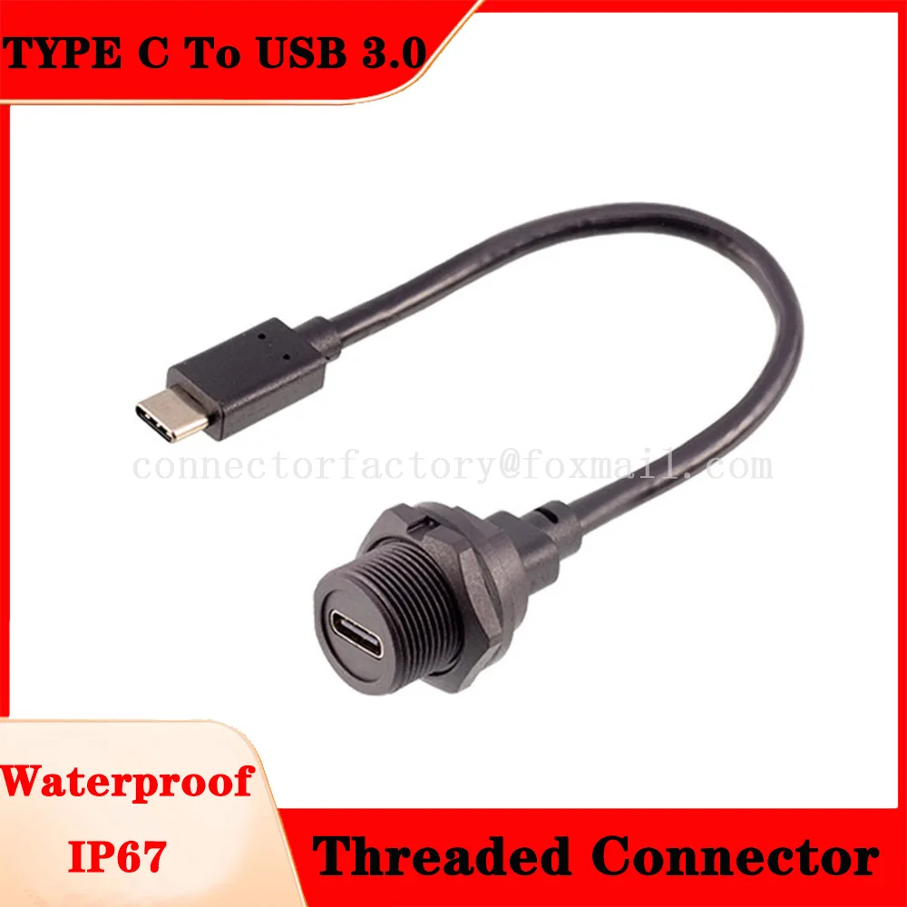 TYPE-C-To-USB-3-0-Threaded-Data-Connector-Waterproof-IP67-Male-Female ...