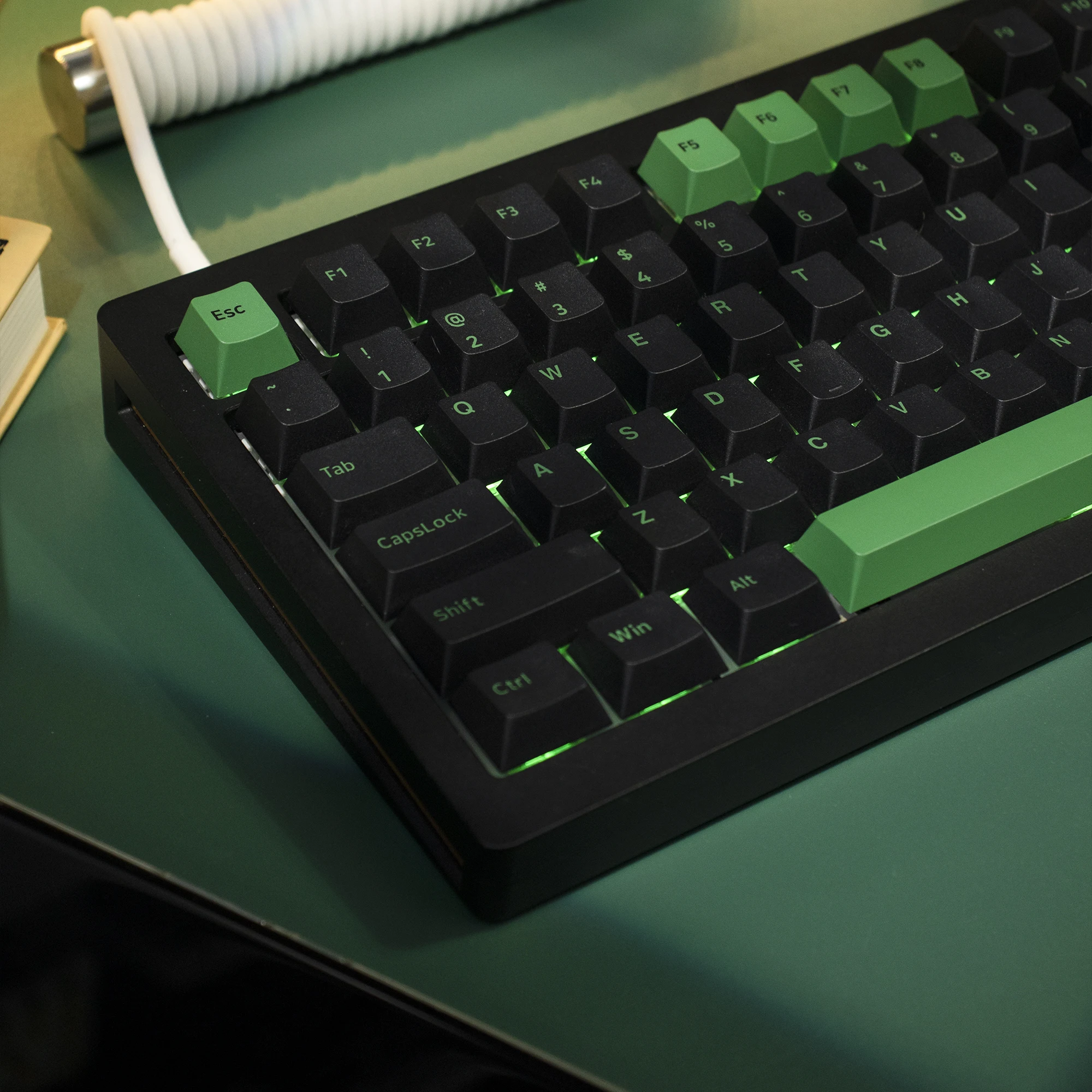 Custom-Double-Shot-PBT-Keycap-Keycaps-de-teclado-verde-preto-perfil ...
