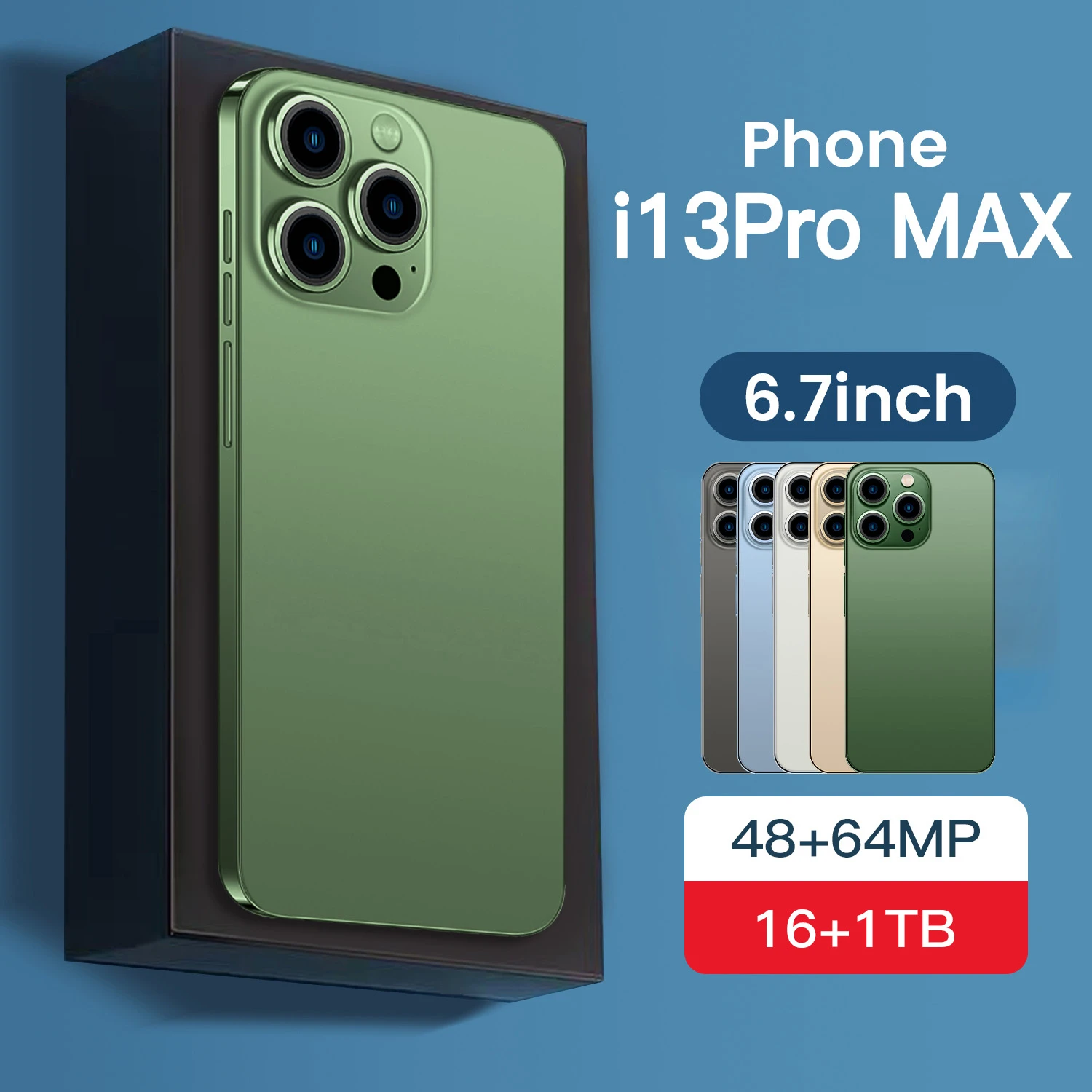 2022 Unlocked Cellphone I13 Promax 6.7 Inch 3g 4g 5g Smartphone 16gb+1tb Celular Mobilephone ...