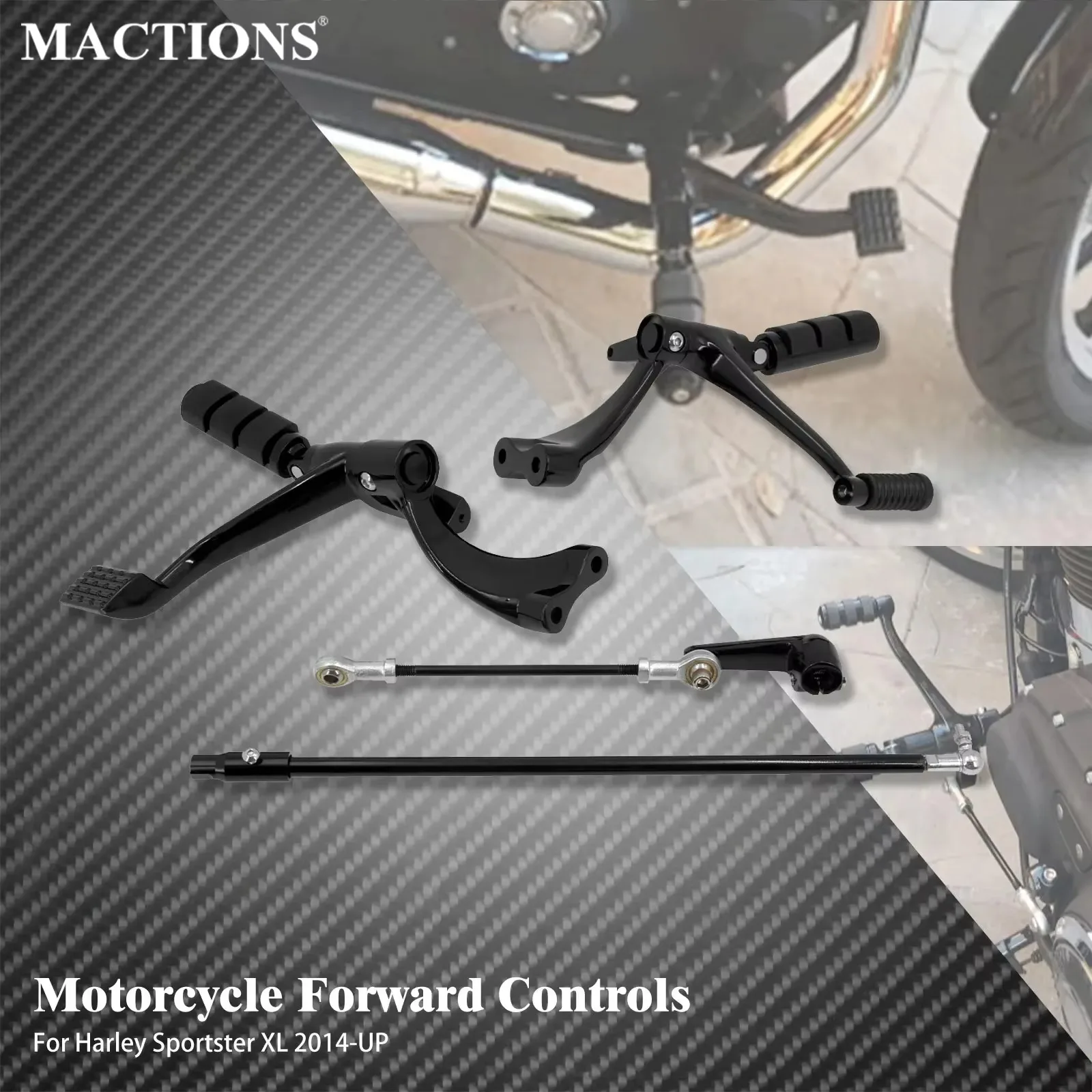 Black Chrome Motorcycle Forward Control Foot Peg Levers Linkage ...