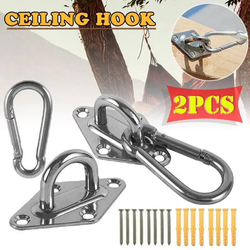 2Pcs-Heavy-Duty-Wall-Ceiling-Mount-Hooks-Stainless-Steel-Swing-Chair ...