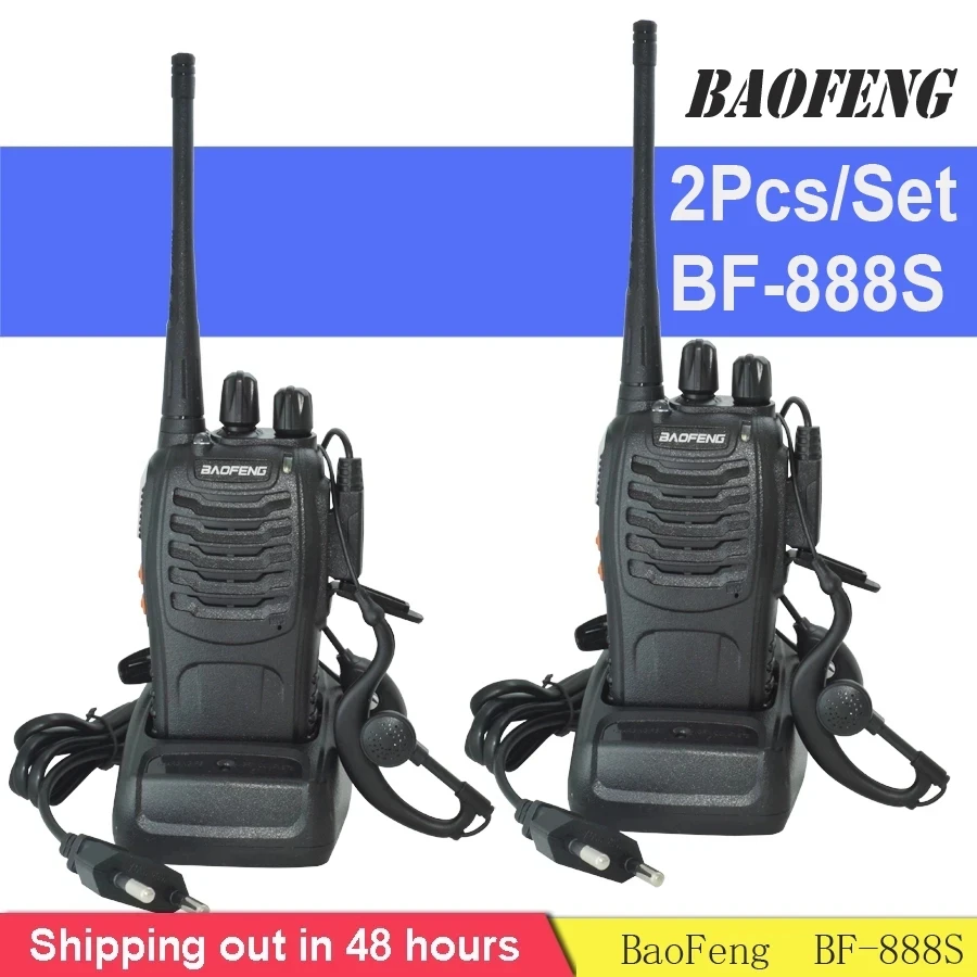 2Pcs/Lot Baofeng BF-888S Walkie Talkie Two-way Radio Set BF 888s UHF 400-470MHz 16CH Walkie ...