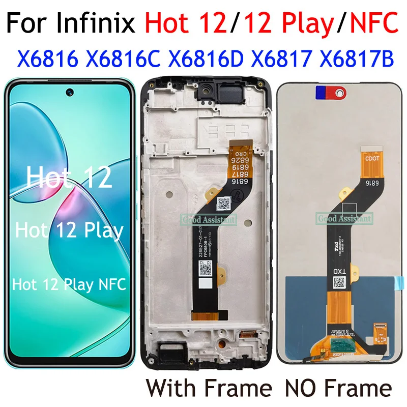 Black-6-82-inch-For-Infinix-Hot-12-Hot-12-Play-NFC-X6816-X6817-LCD ...