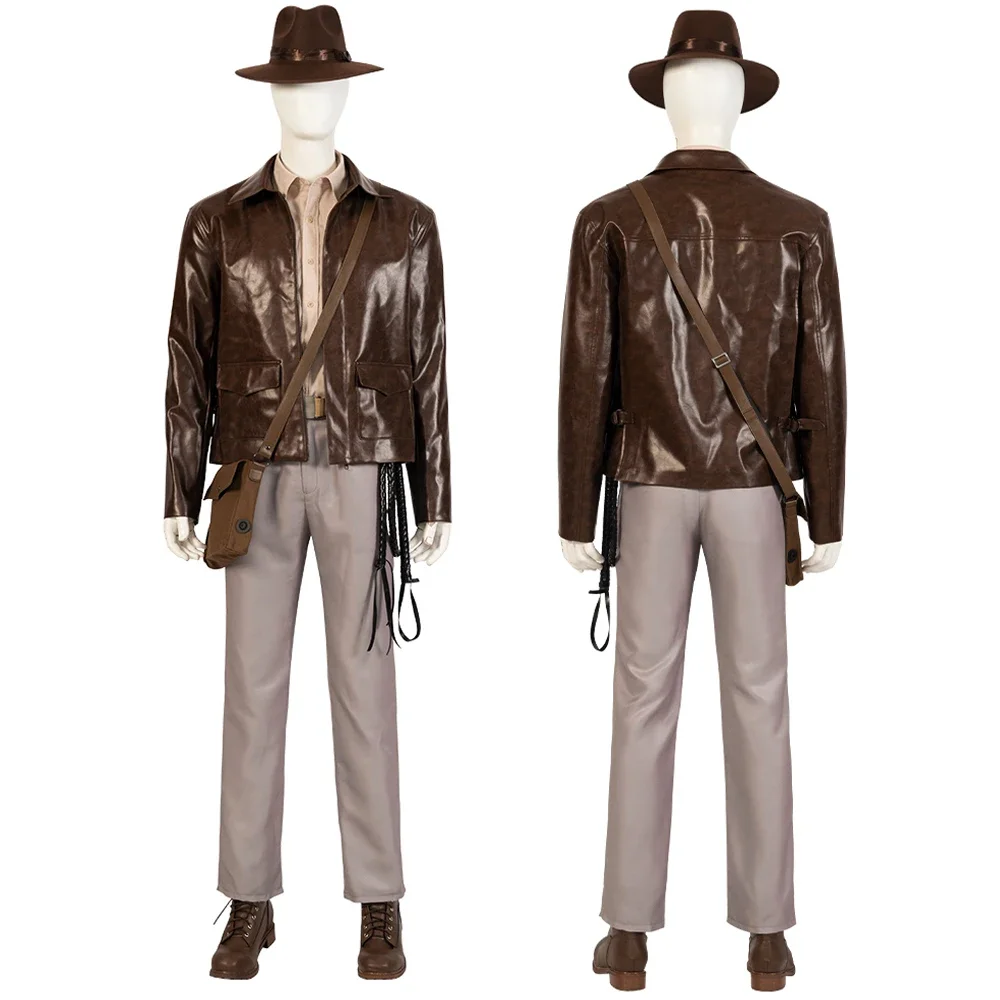 Movie-Indiana-Jones-5-Cosplay-Costume-Mens-Indy-Brown-Leather-Jacket ...