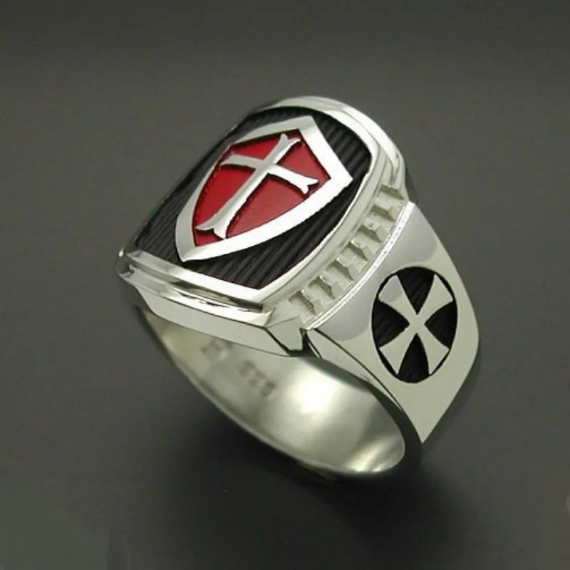 Fashion-High-Quality-Red-Armor-Shield-Knight-Templar-Crusader-Ring-for ...