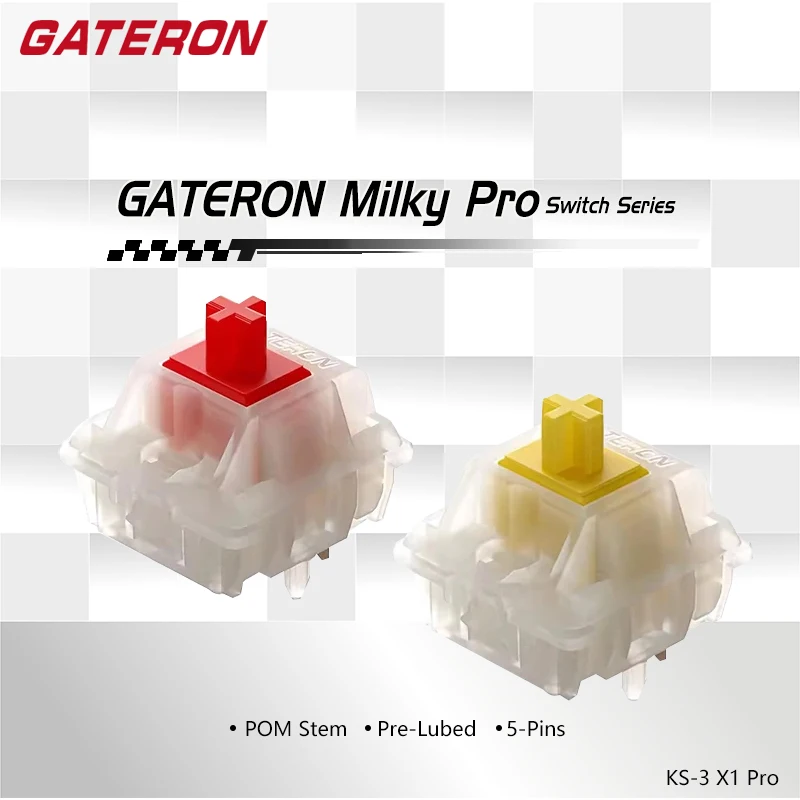 Gateron-Milky-Pro-Switches-Milky-Yellow-Pro-Red-Linear-Pre-Lubed-Switch ...