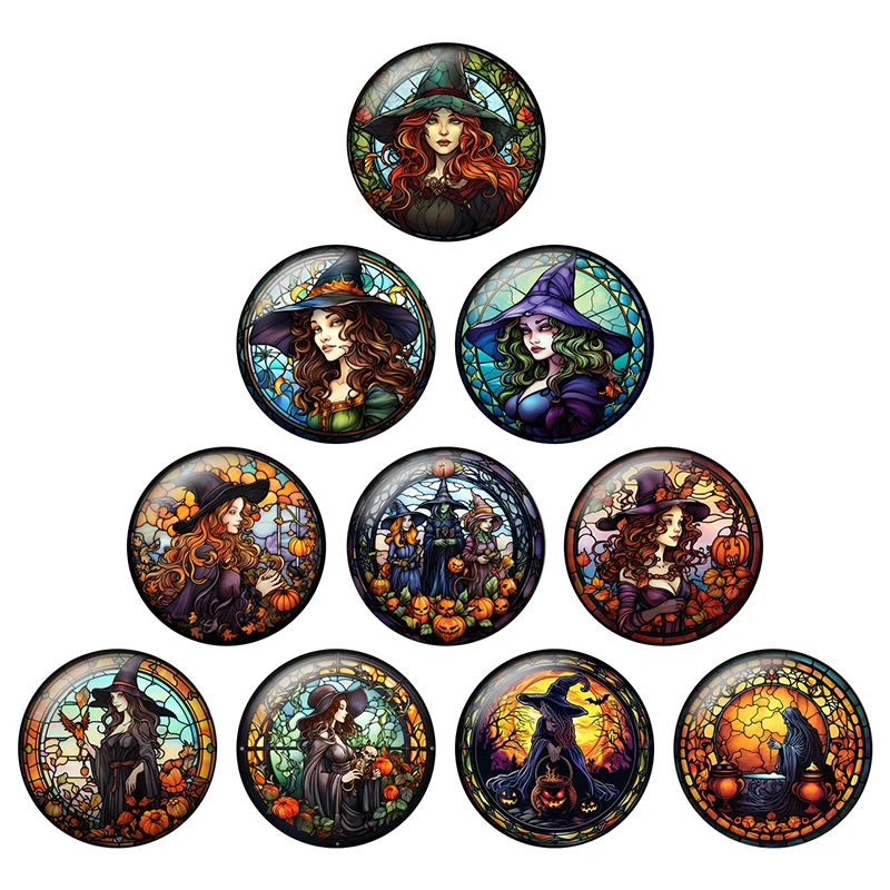 24pcs/lot Halloween Witch Art Patterns 8mm/12mm/18mm/25mm Round Photo ...