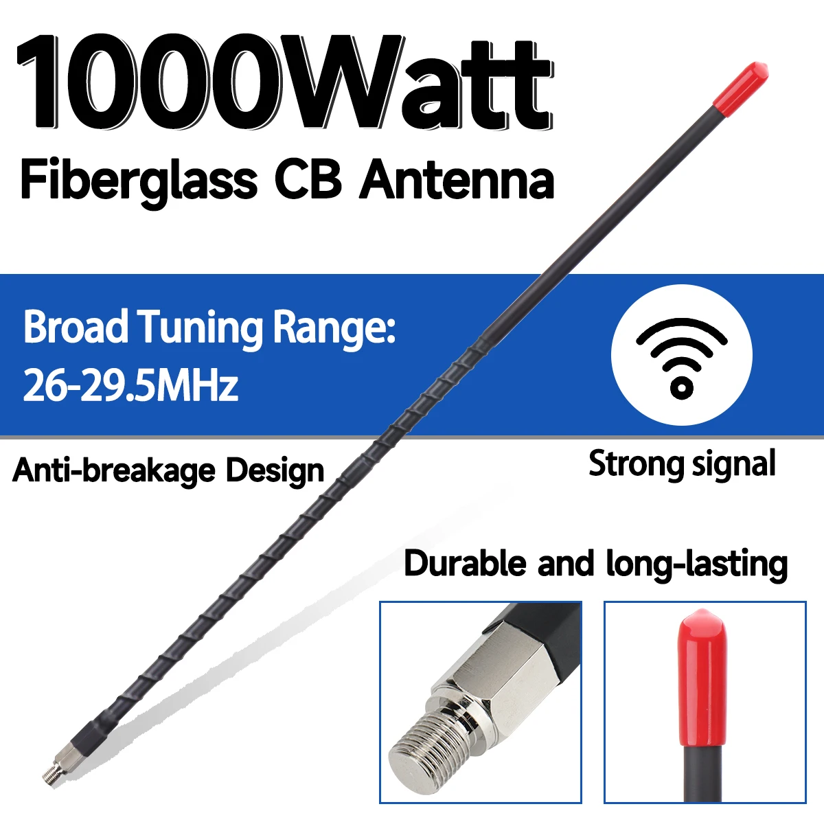 ABBREE Fiberglass 27MHz CB Antenna 1000W Durable Strong Signal For ...