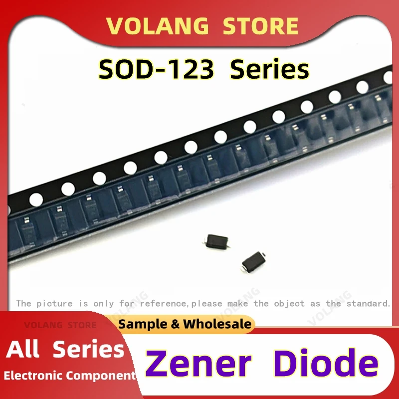 50Pcs SMD Zener Diode BZT52C2V4 WX 2.4V SOD-123 BZT52C2V7T1G W1 3V0 W2 BZT52C3V3-7-F W3 3V6 W4 3 ...