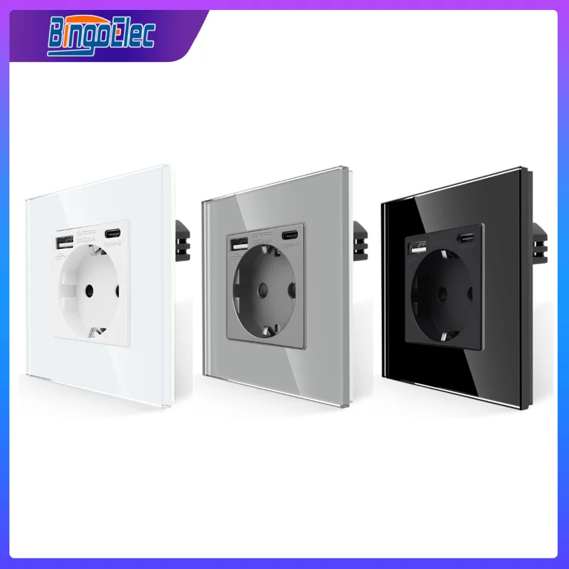Bingoelec-EU-Standard-USB-Socket-Type-C-Charge-Port-Part-Wall-Sockets ...