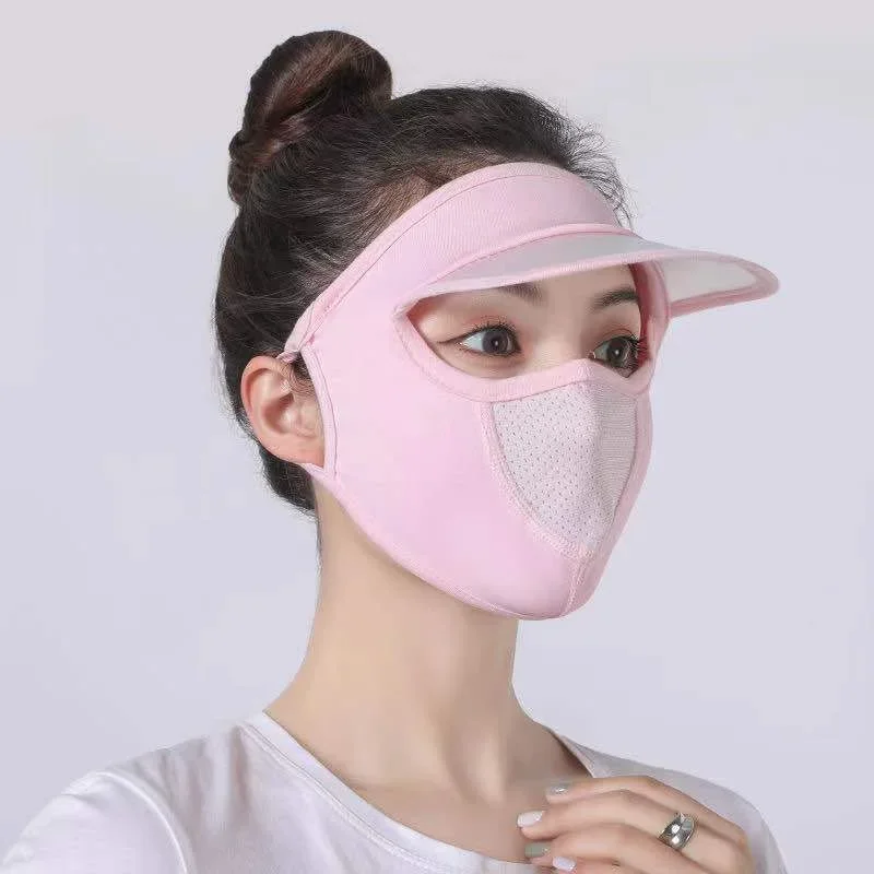 Women-Summer-Sun-Hat-with-Mesh-Breathable-Ice-Silk-Mask-Outdoor-Worker ...
