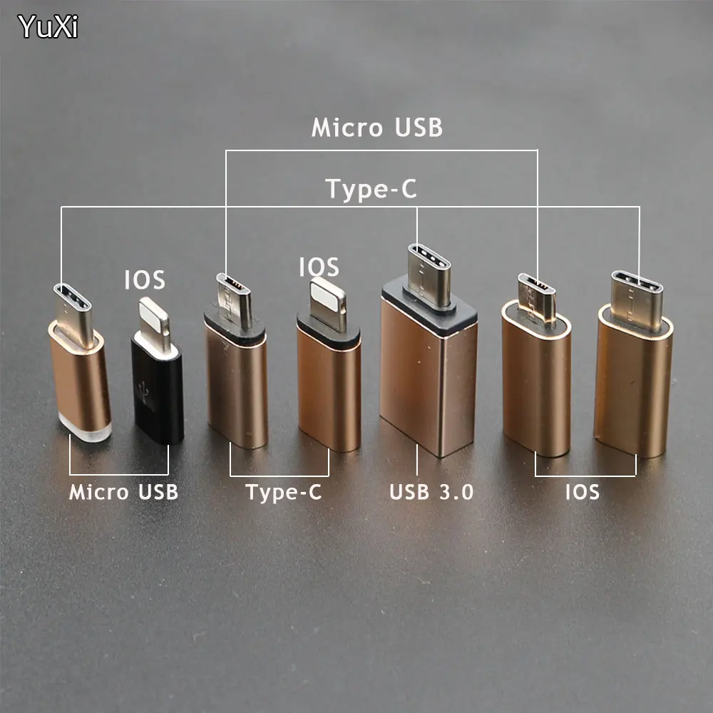 YUXI Adaptador convertidor Micro USB a Micro USB para iPhone X, 8, 7, 6 Plus, tipo C/IOS a Micro ...