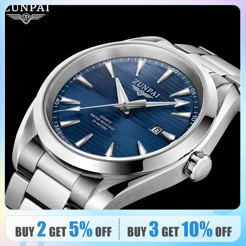 100-Original-ZUNPAI-Watch-For-Men-Waterproof-Stainless-Steel-Fashion ...