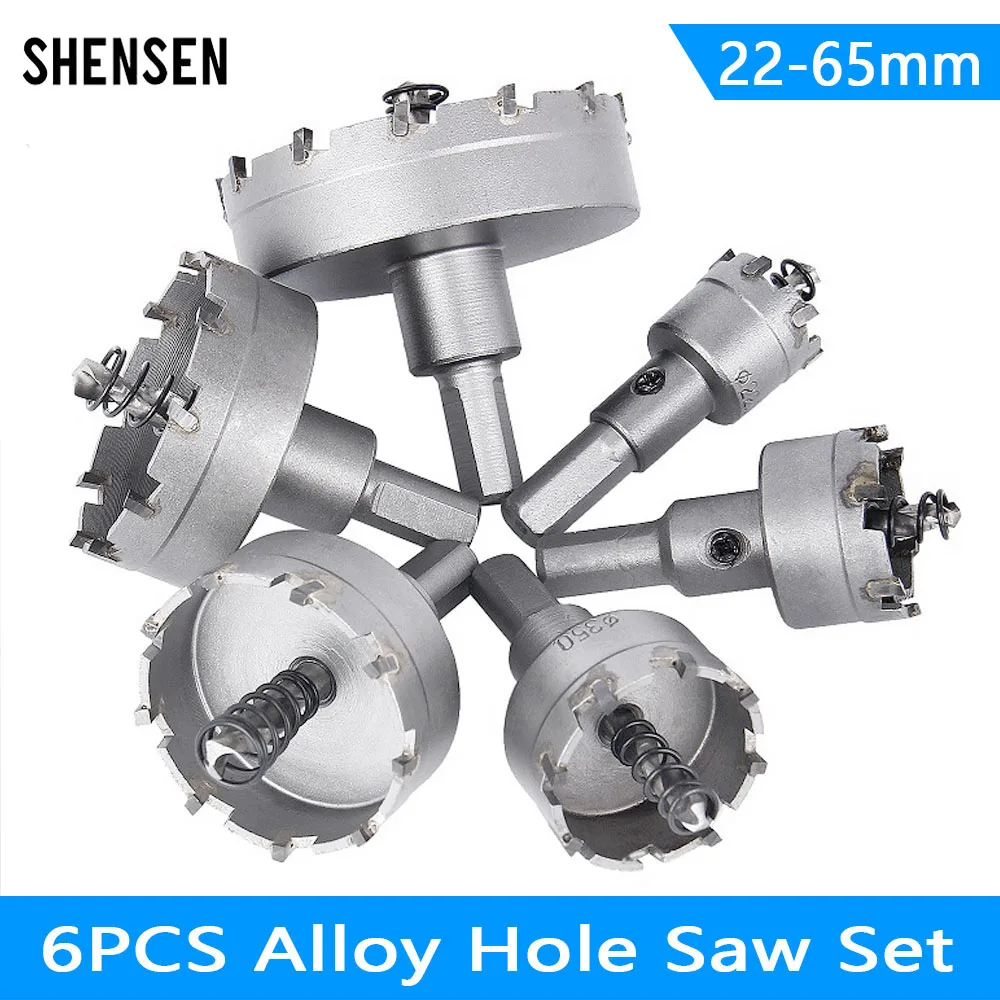 6Pcs 22 65mm Legierung Loch Sah Set Hartmetall Spitze TCT Metall Cutter ...