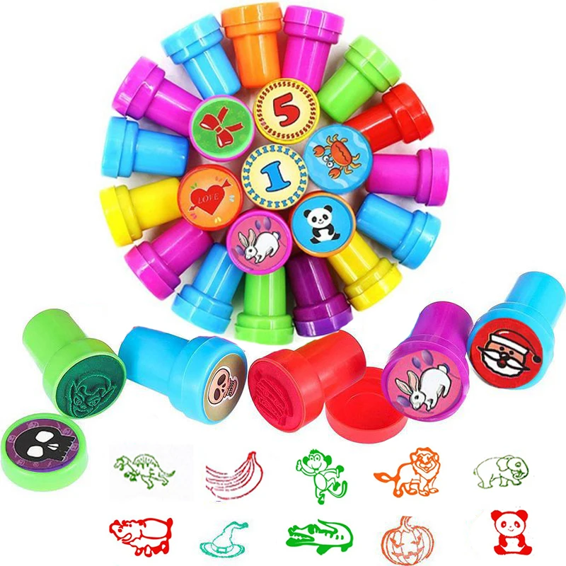 10pcs Cartoon Animal Self-ink Stamps Toys Kids Birthday Party Favor ...