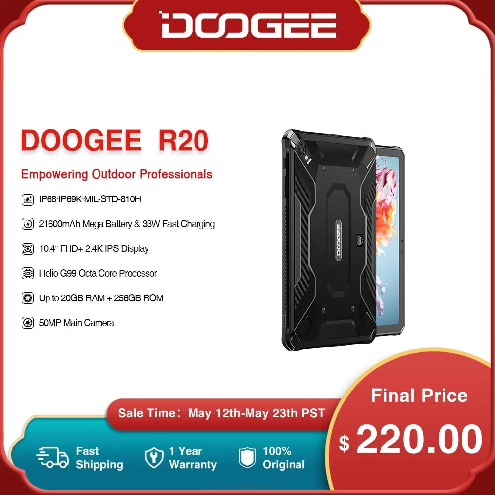 DOOGEE-R20-Rugged-Tablet-10-4-inch-2-4K-Display-Helio-G99-Octa-Core-6nm ...