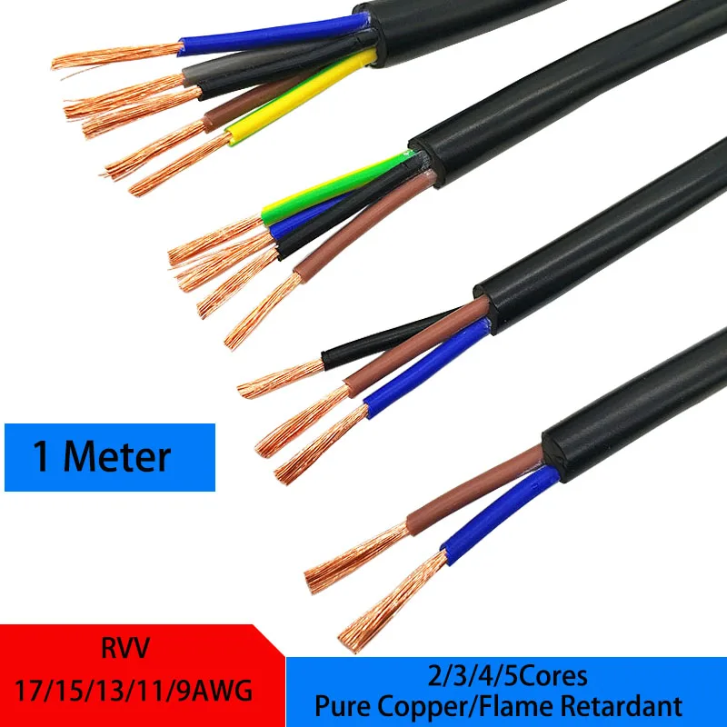 18/17/15/13/11/9AWG 2/3/4/5Cores 1Meter RVV Cable Control Signal Line ...