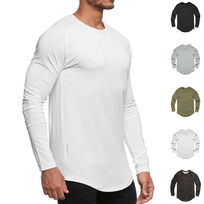 Gym-Mens-Sport-Close-fitting-Long-Sleeve-Quick-Dry-Mesh-Shirt-Casual ...