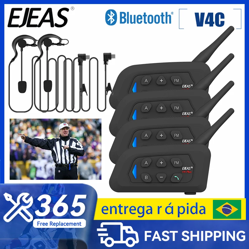 4PCS-EJEAS-V4C-PLUS-Football-Referee-Intercom-Headset-Intercom-Soccer ...