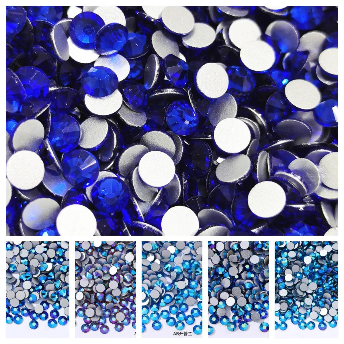 All-Blue-Series-Glitter-rhinestones-Non-Hot-Fix-Flat-Back-Strass-Fabric ...