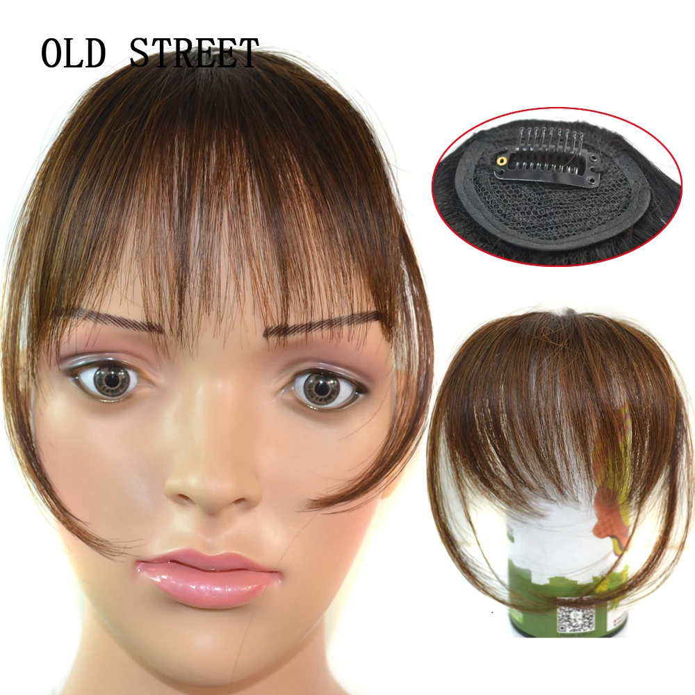Synthetic Air Bangs Short Brown Black Fake Hair Fringe Extension 2 Clip ...