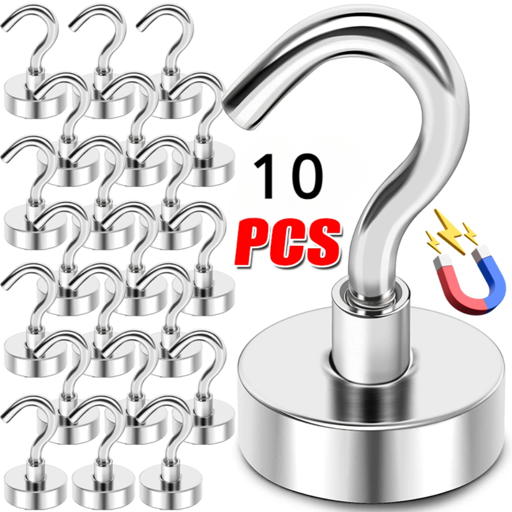 10-1Pcs-Metal-Strong-Magnetic-Hook-Wall-Mounted-Heavy-Duty-Magnetic ...