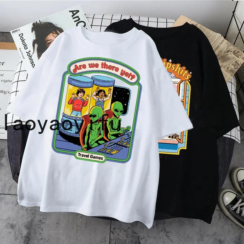 Classic-Vintage-Scary-Alien-Cartoon-T-Shirt-Scary-Supernatural-Tops ...