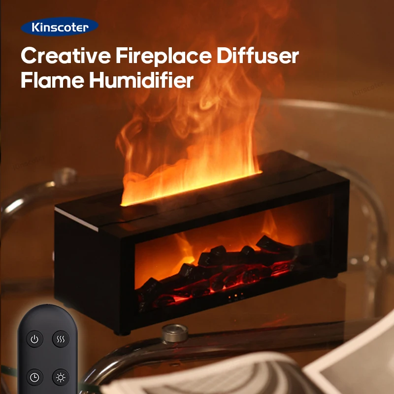 New-Flame-Fireplace-Aroma-Diffuser-Air-Humidifier-with-Timer-Remote-and ...