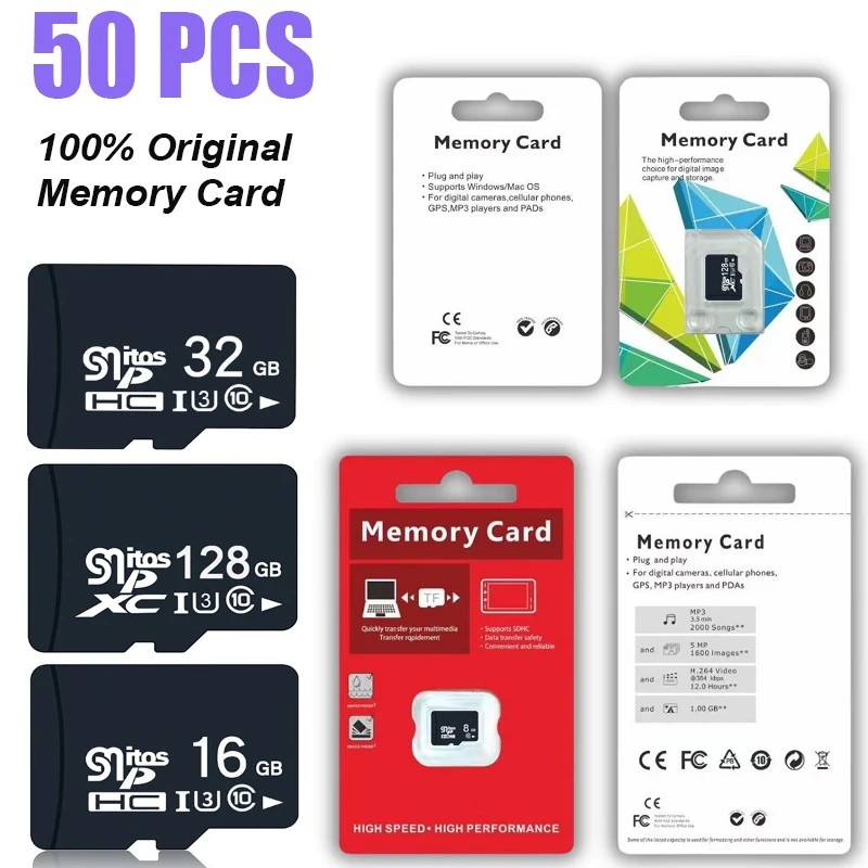 50PCS Original Flash Memory Card Class10 64GB 128GB 32GB 16GB TF Card ...