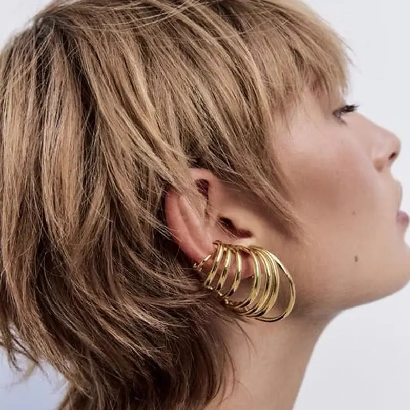 Exaggerated-Punk-Multi-layered-Circular-Stud-Earrings-for-Women-Girls ...