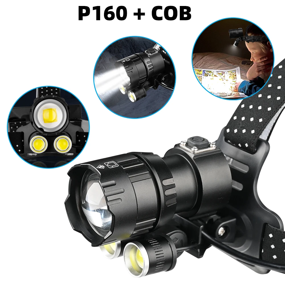 ZK30-XHP160-Strong-Light-LED-COB-Adjustable-Headlights-USB-Rechargeable ...
