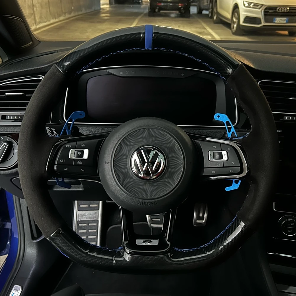 Car-Steering-Wheel-Cover-Black-Genuine-Leather-Suede-For-Volkswagen-VW ...