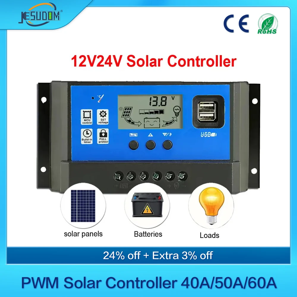 Solar-Controller-12V-24V-40A-50A-60A-Solar-Regulator-PWM-Battery ...