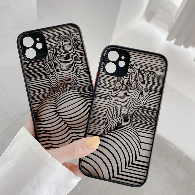 Abstract-Geometric-Human-Body-Art-Line-Phone-Case-For-iPhone-15-13-12 ...