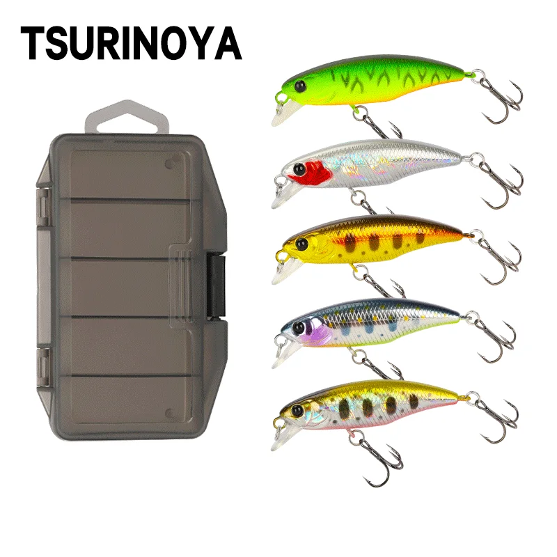 TSURINOYA Sinking Minnow Fishing Lures Set 5pcs 48mm 3.3g Jerkbait Bass Pike Carkbait Wobblers ...