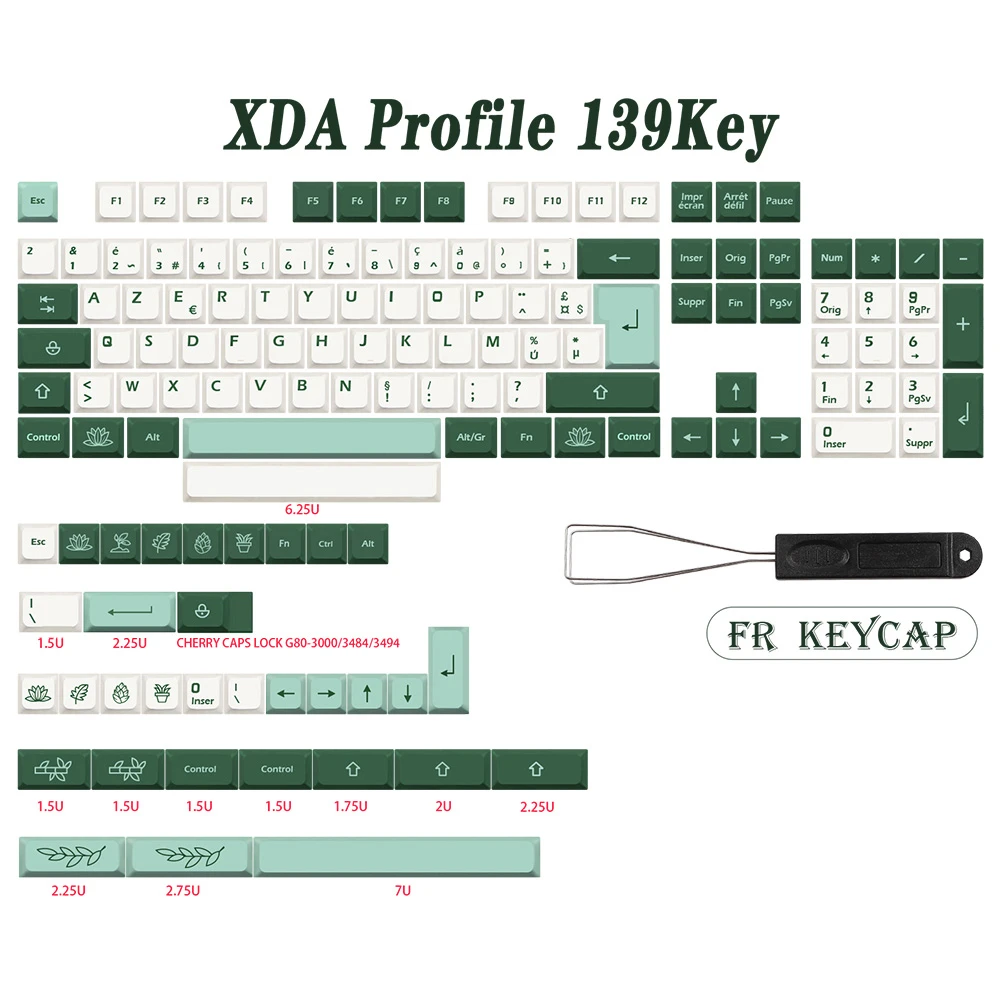 Cool Jazz Botanical Keycap PBT XDA Profile German French Spain ISO Dye ...
