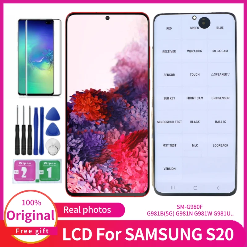 Original S20 AMOLED para Samsung Galaxy S20 Display LCD G980F G981B G981U digitador de tela ...