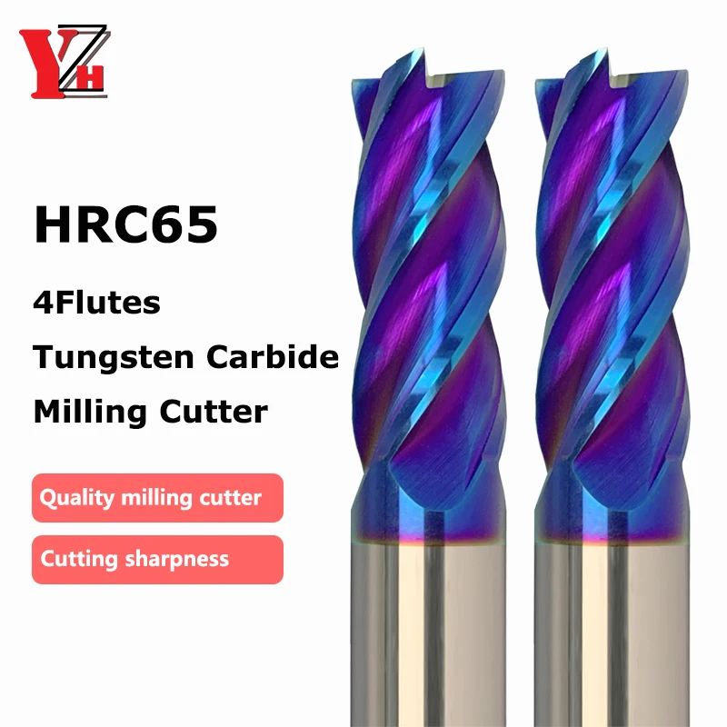 YZH Carbide End Mill HRC65 4 Flutes CNC Tungsten Machine Cutter Tools ...