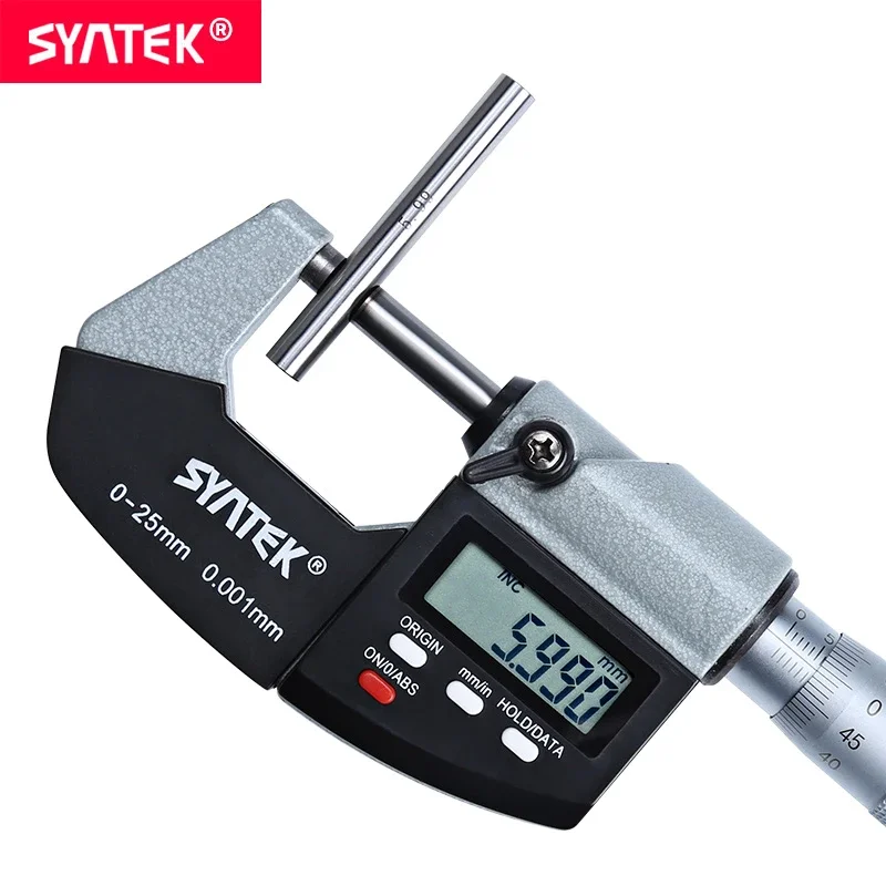 IP64 Syntek 0.001mm Standard Electronic Digital Outside Micrometer 0-25 ...