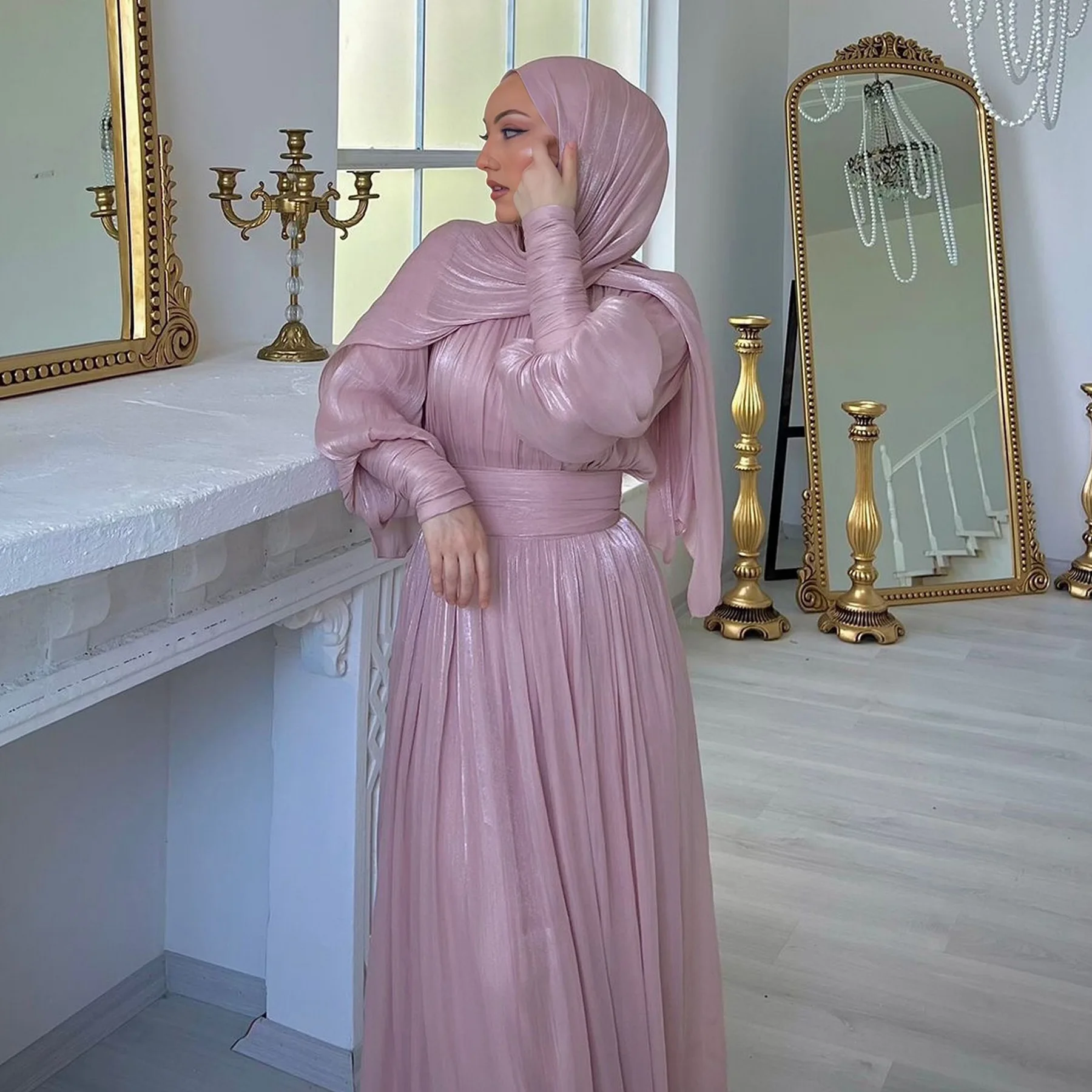Eid Women Party Dress Abaya Muslim Silky Jalabiya Ramadan Vestidos ...