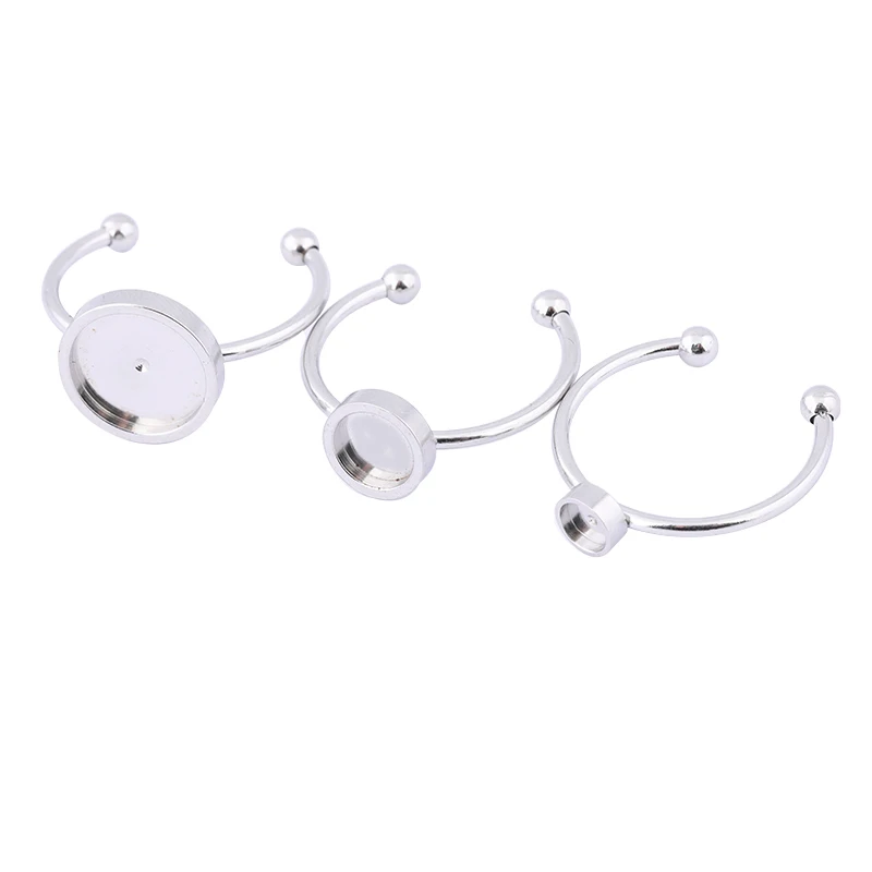 10pcs Stainless Steel Fit 4mm 6mm 10mm Round Cabochon Ring Base Setting ...