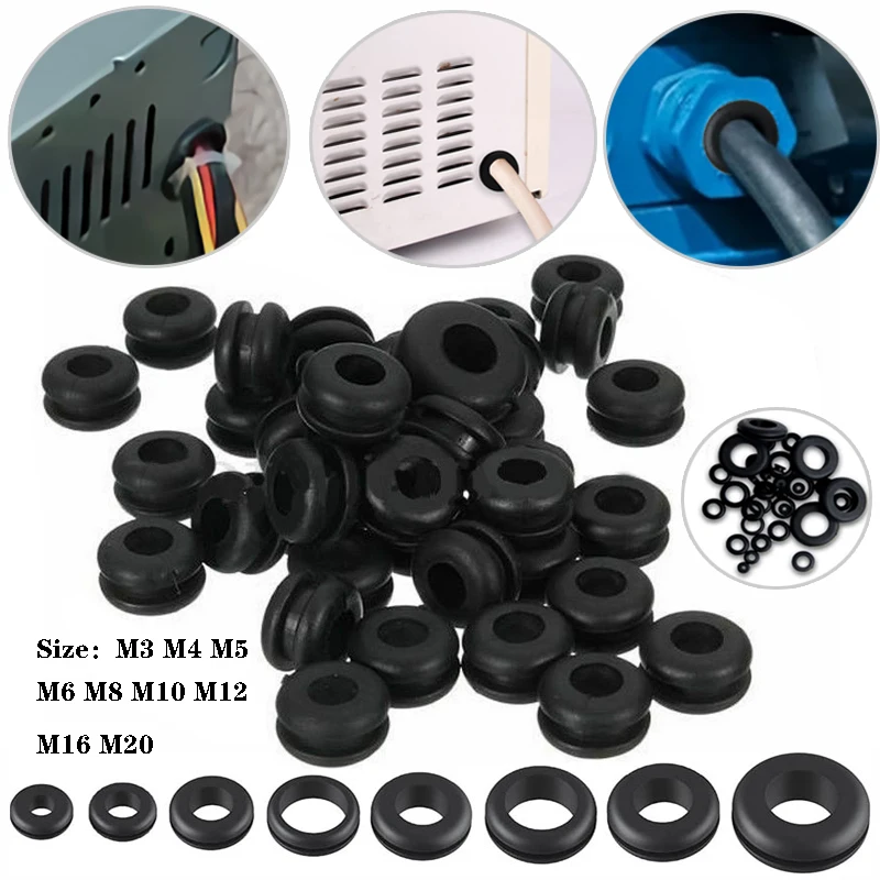 50pcs/100pcs Double Sided Hole Rubber Grommet Open Gasket Wiring Cable ...