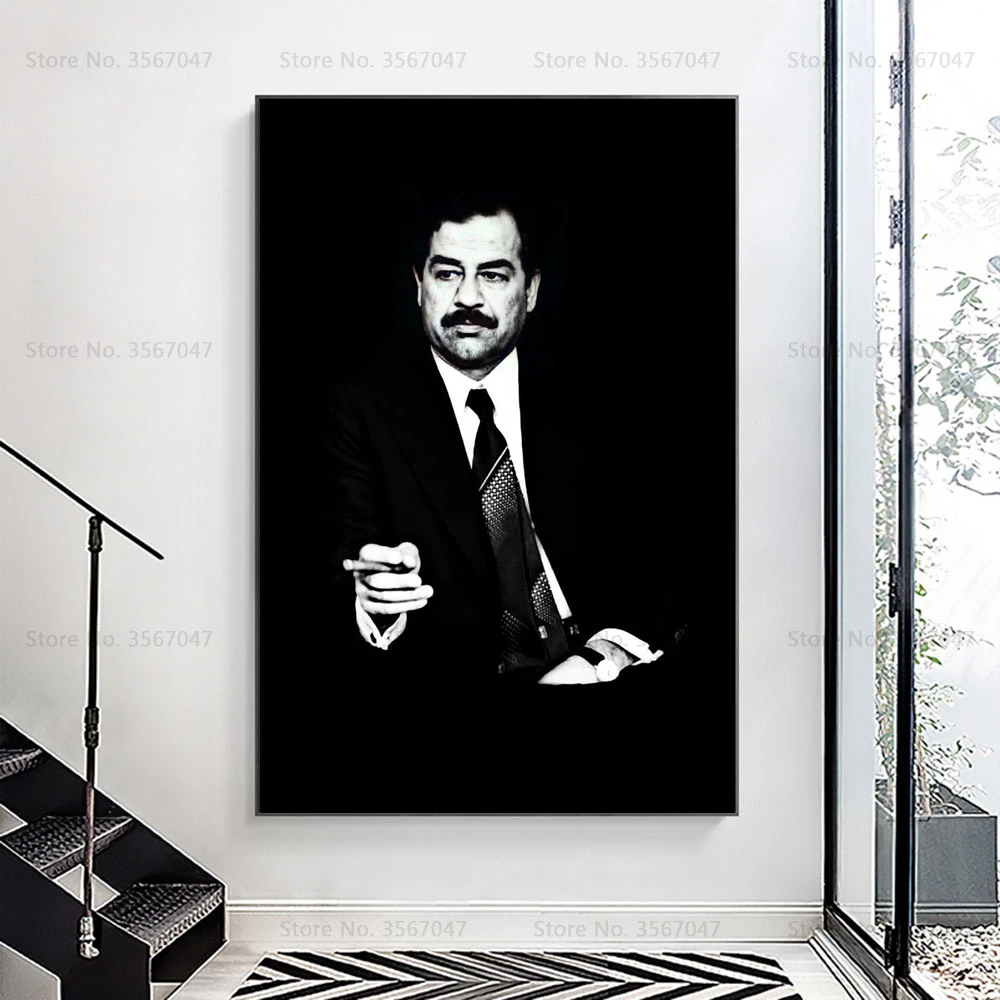 Cp510 The Great Leader Saddam Hussein Portrait Poster Prints Canvas ...