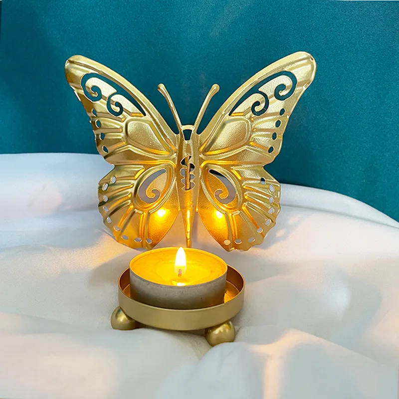 Creative-Iron-Butterfly-Candlestick-Gold-Electroplated-Candlestick-Iron ...