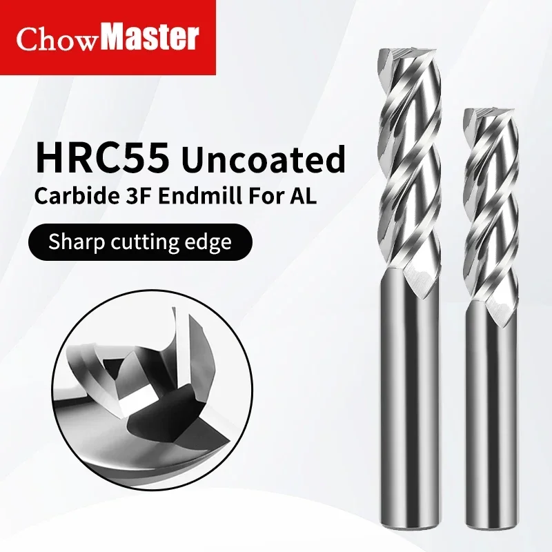 Chowmaster-HRC55-3F-Uncoated-3-blade-aluminum-milling-cutter-carbide ...