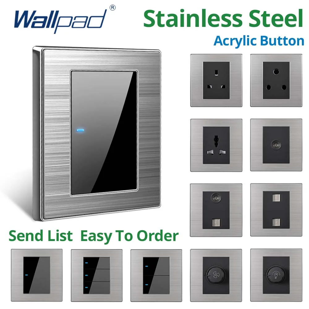 Wallpad Luxury Led Light Switch Wall Switches Acrylic Panel Sockets One ...